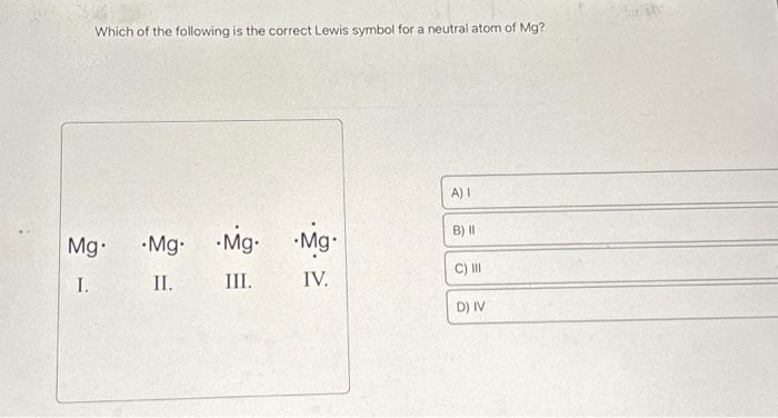 Solved Which of the following is the correct Lewis symbol | Chegg.com