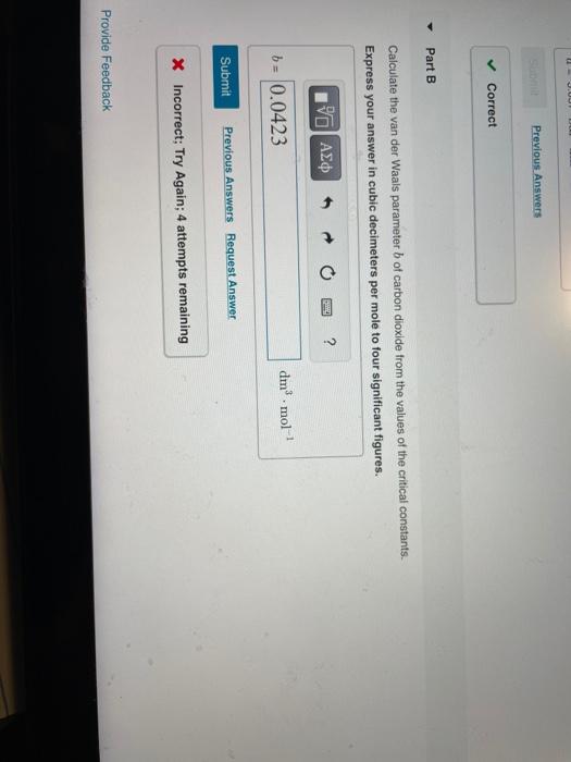 Solved JUU Previous Answers Correct Part B Calculate the | Chegg.com