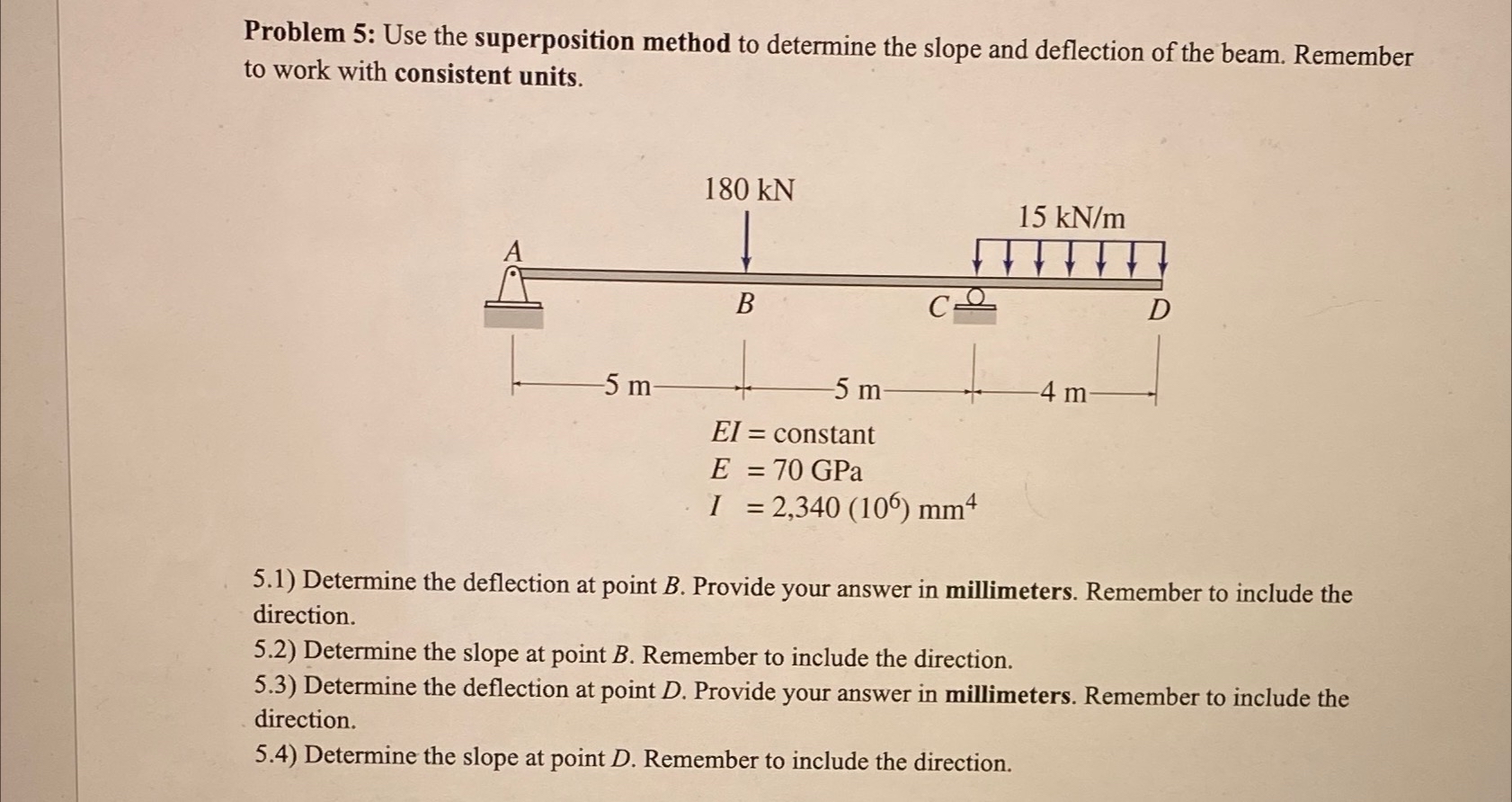 Solved Problem 5: Use the superposition method to determine | Chegg.com