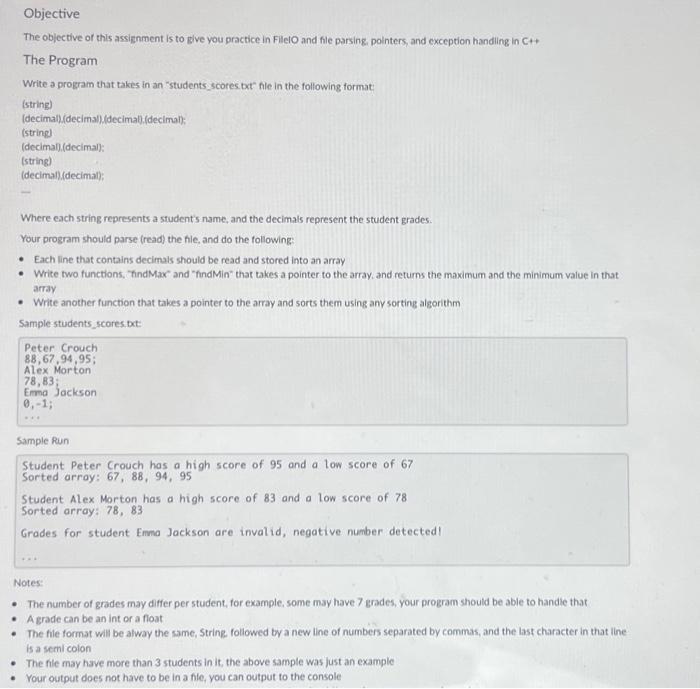 Solved Objective The objective of this assignment is to give | Chegg.com