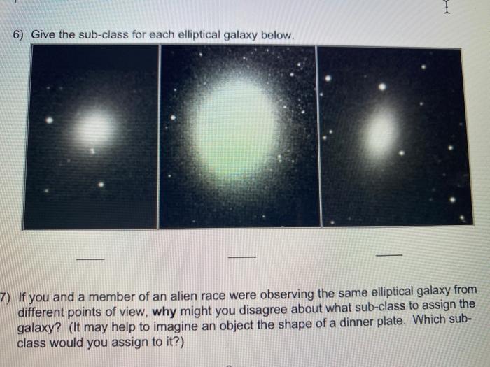 Solved 6) Give the sub-class for each elliptical galaxy | Chegg.com