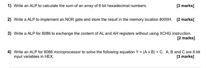 Solved 1 Write An Alp To Calculate The Sum Of An Array Of 8 1118