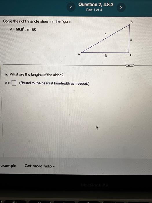 Solved Solve the right triangle shown in the figure to the | Chegg.com
