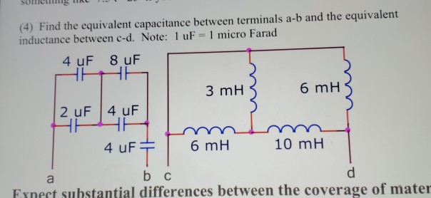 Solved (4) Find the equivalent capacitance between terminals | Chegg.com