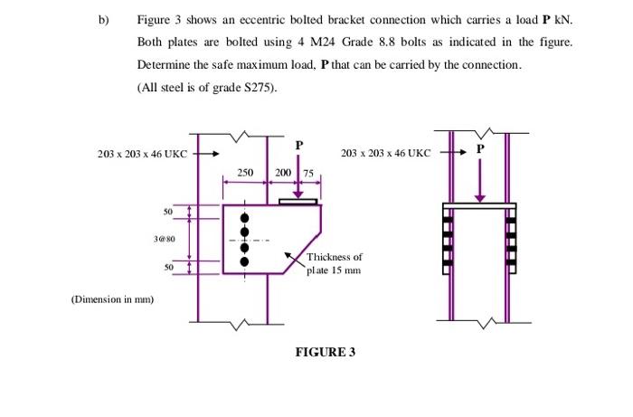 Solved b) Figure 3 shows an eccentric bolted bracket | Chegg.com
