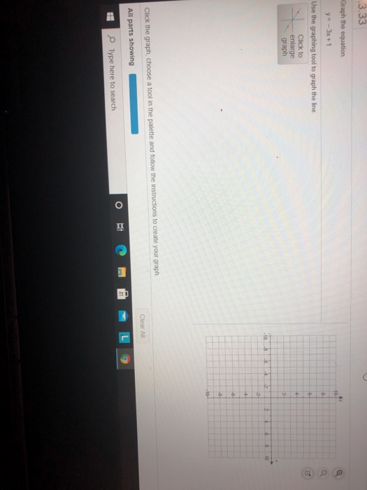 Solved 3.33 Graph the equation y=-3x+1 Use the graphing tool | Chegg.com