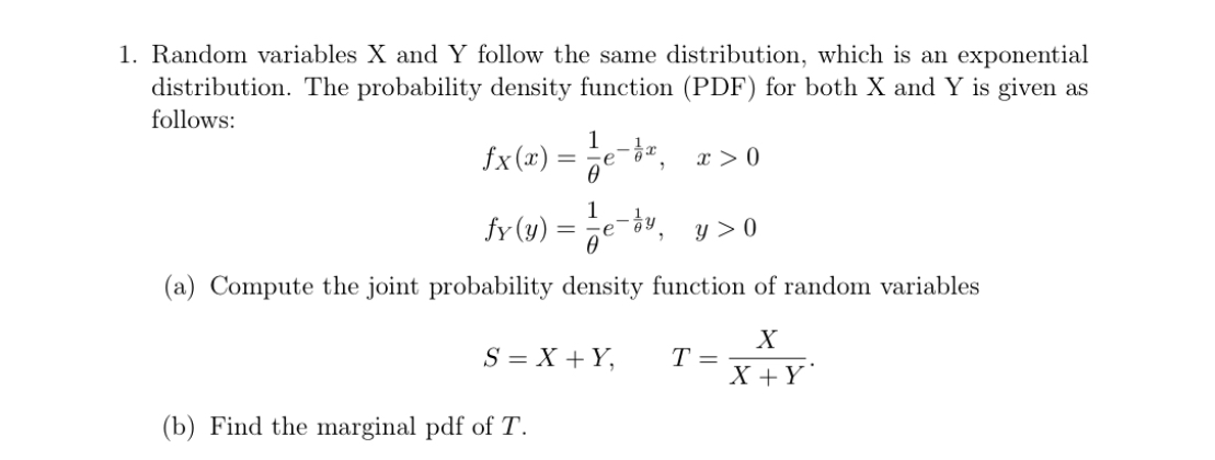 Solved Random variables X and Y follow the same | Chegg.com