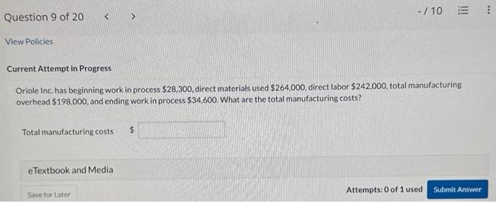 Solved Current Attempt in Progress Oriole lnc, has beginning | Chegg.com