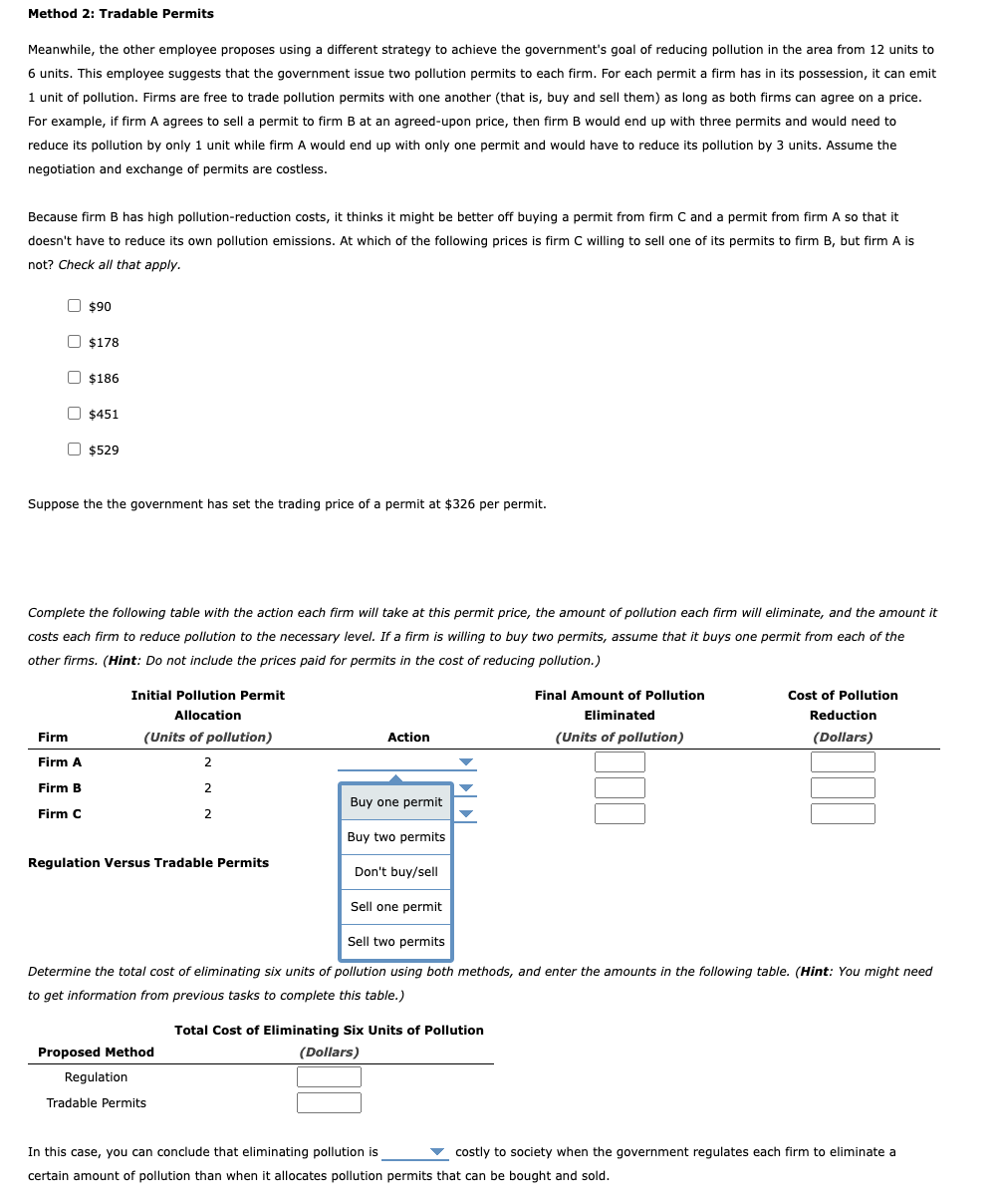 Solved Method 2: Tradable PermitsMeanwhile, the other | Chegg.com