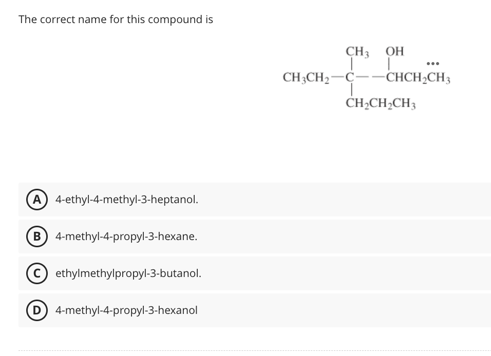 Solved The correct name for this compound | Chegg.com
