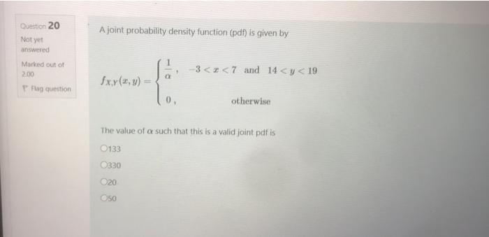 Solved Question 20 Ajoint probability density function (pdf) | Chegg.com