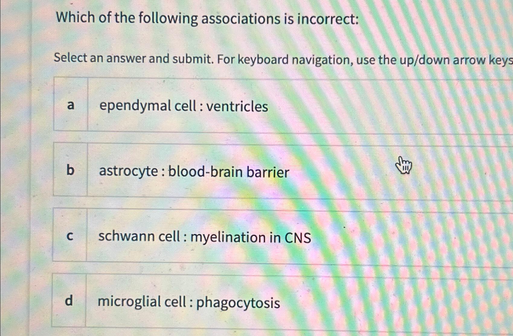 Solved Which of the following associations is | Chegg.com