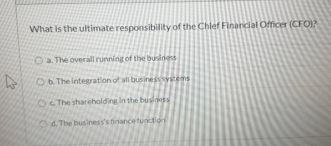 Solved What is the ultimate responsibility of the Chief | Chegg.com