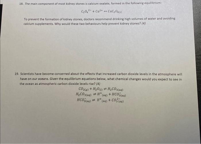 Solved C2O42−+Ca2+↔CaC2O4(s) To prevent the formation of | Chegg.com