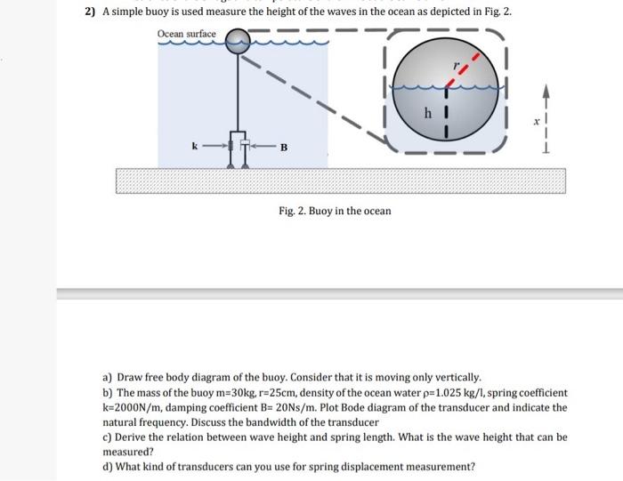 Solved 2) A simple buoy is used measure the height of the | Chegg.com