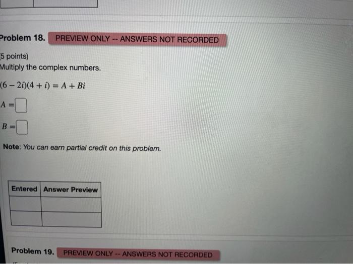 Solved Problem 18. PREVIEW ONLY -- ANSWERS NOT RECORDED 5 | Chegg.com