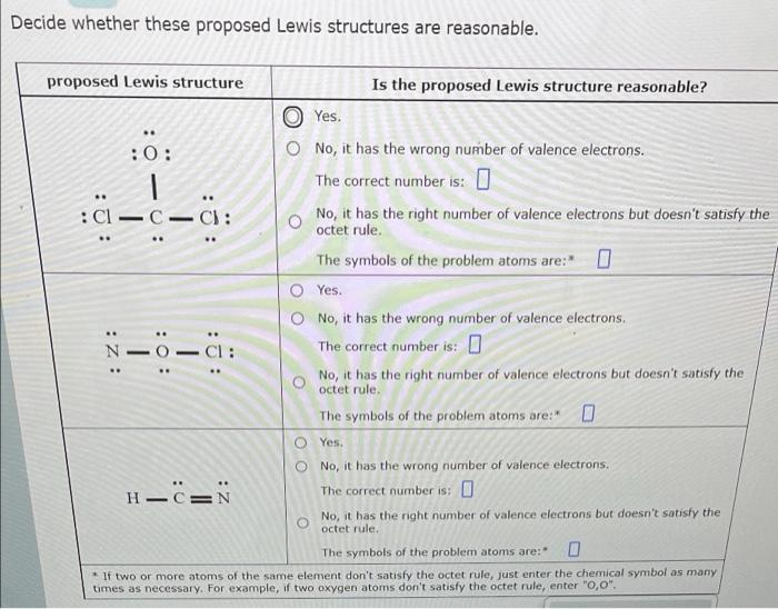 Solved Decide whether these proposed Lewis structures are | Chegg.com