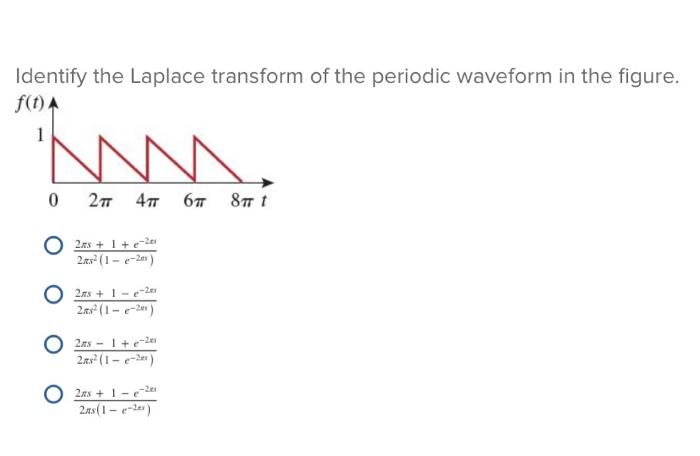 Solved Identify the Laplace transform of the periodic | Chegg.com