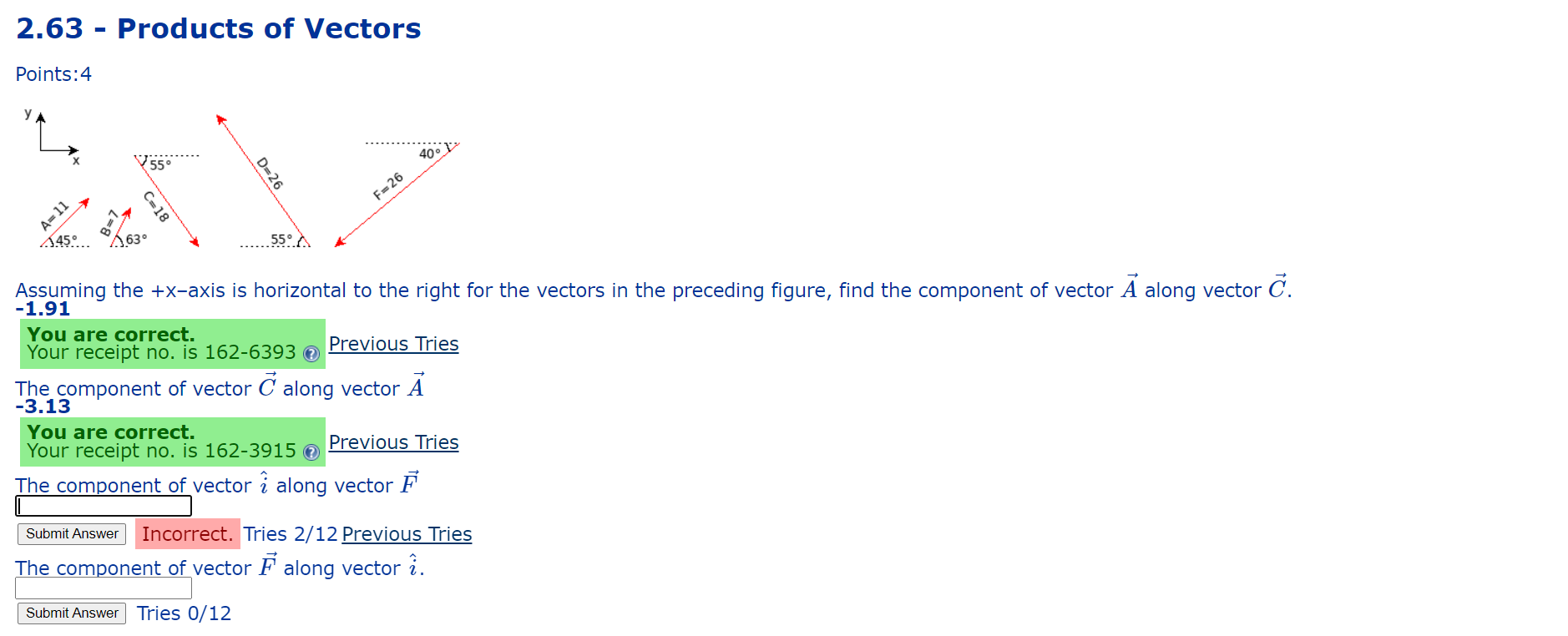 Solved 2.63 - ﻿Products of VectorsPoints:4Assuming the + | Chegg.com