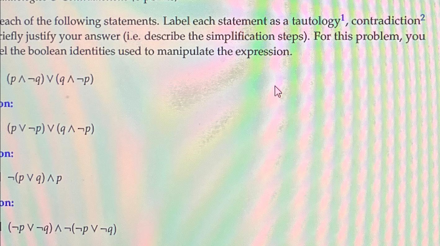 Solved Simplify each of the following statements. Label each | Chegg.com
