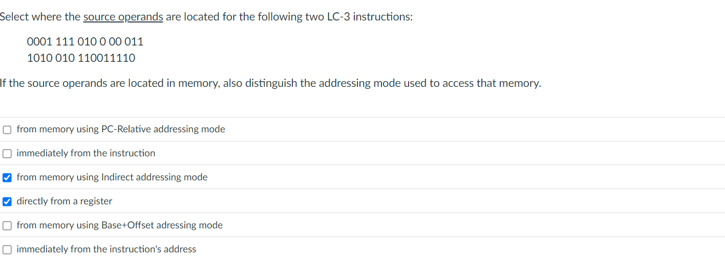 Solved Select where the source operands are located for the | Chegg.com