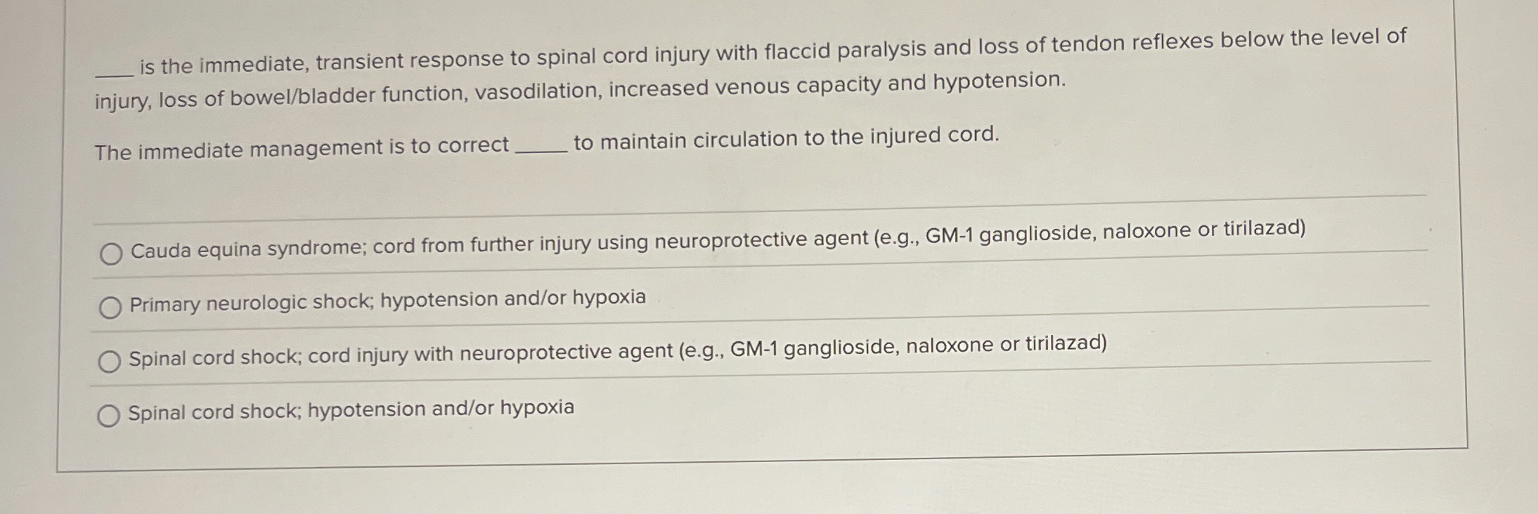 Solved q, ﻿is the immediate, transient response to spinal | Chegg.com