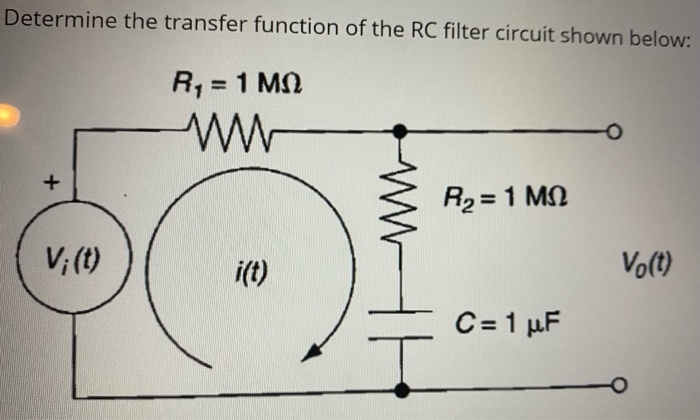 Solved Determine the transfer function of the RC filter | Chegg.com