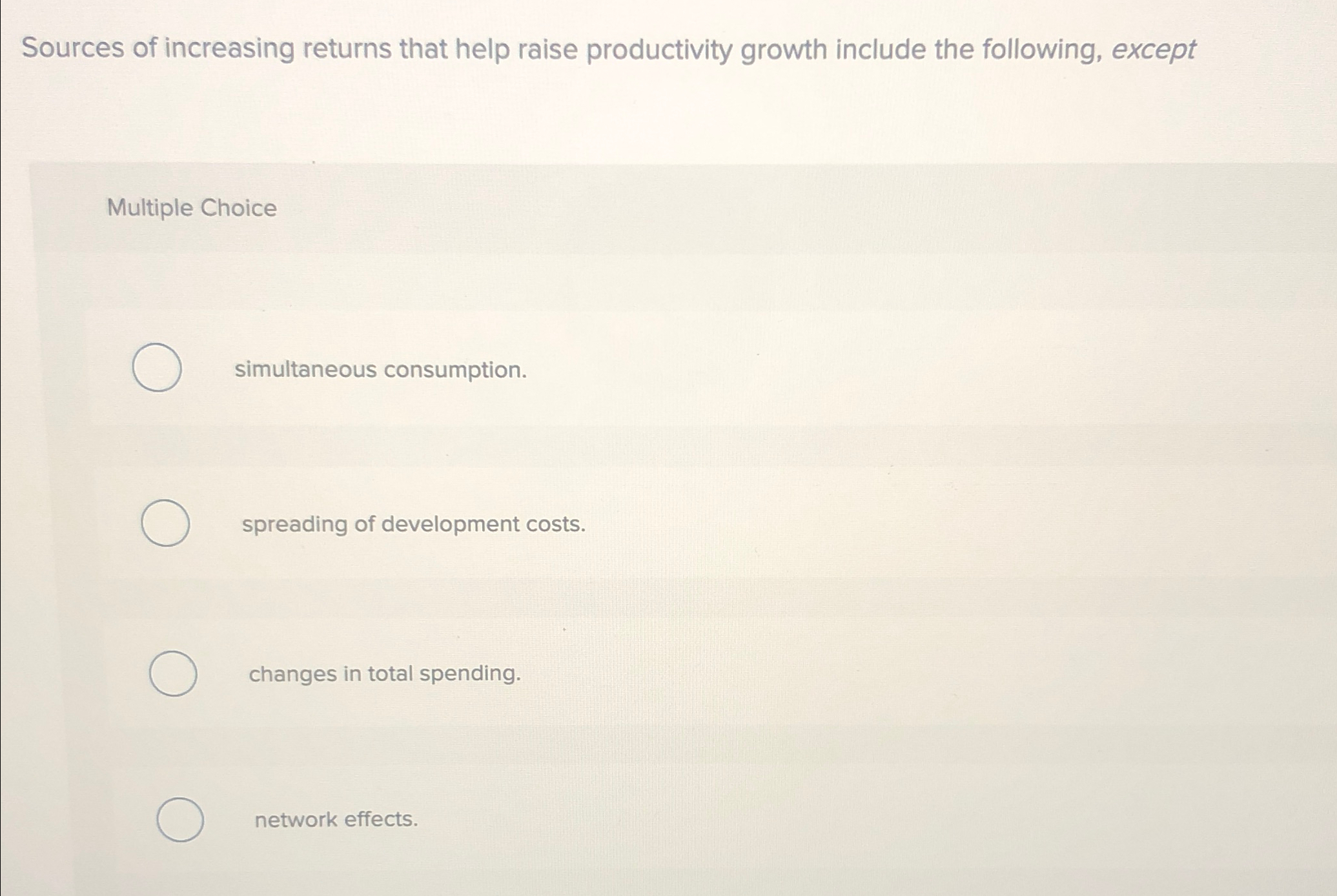 Solved Sources of increasing returns that help raise | Chegg.com