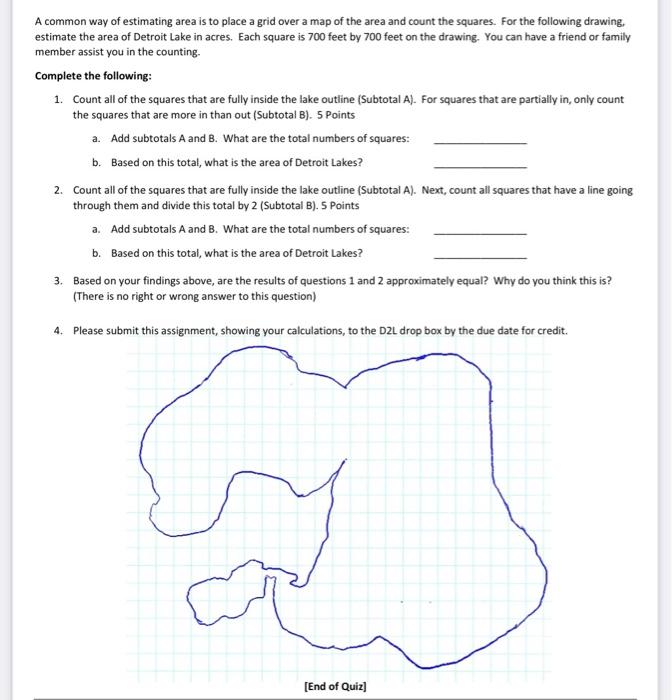 Solved A common way of estimating area is to place a grid | Chegg.com