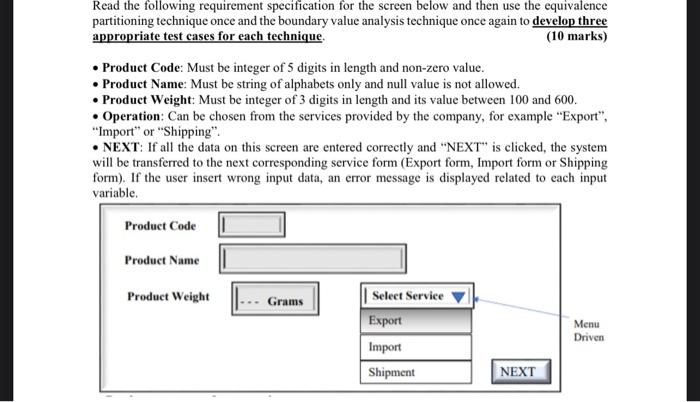 Solved Read the following requirement specification for the | Chegg.com