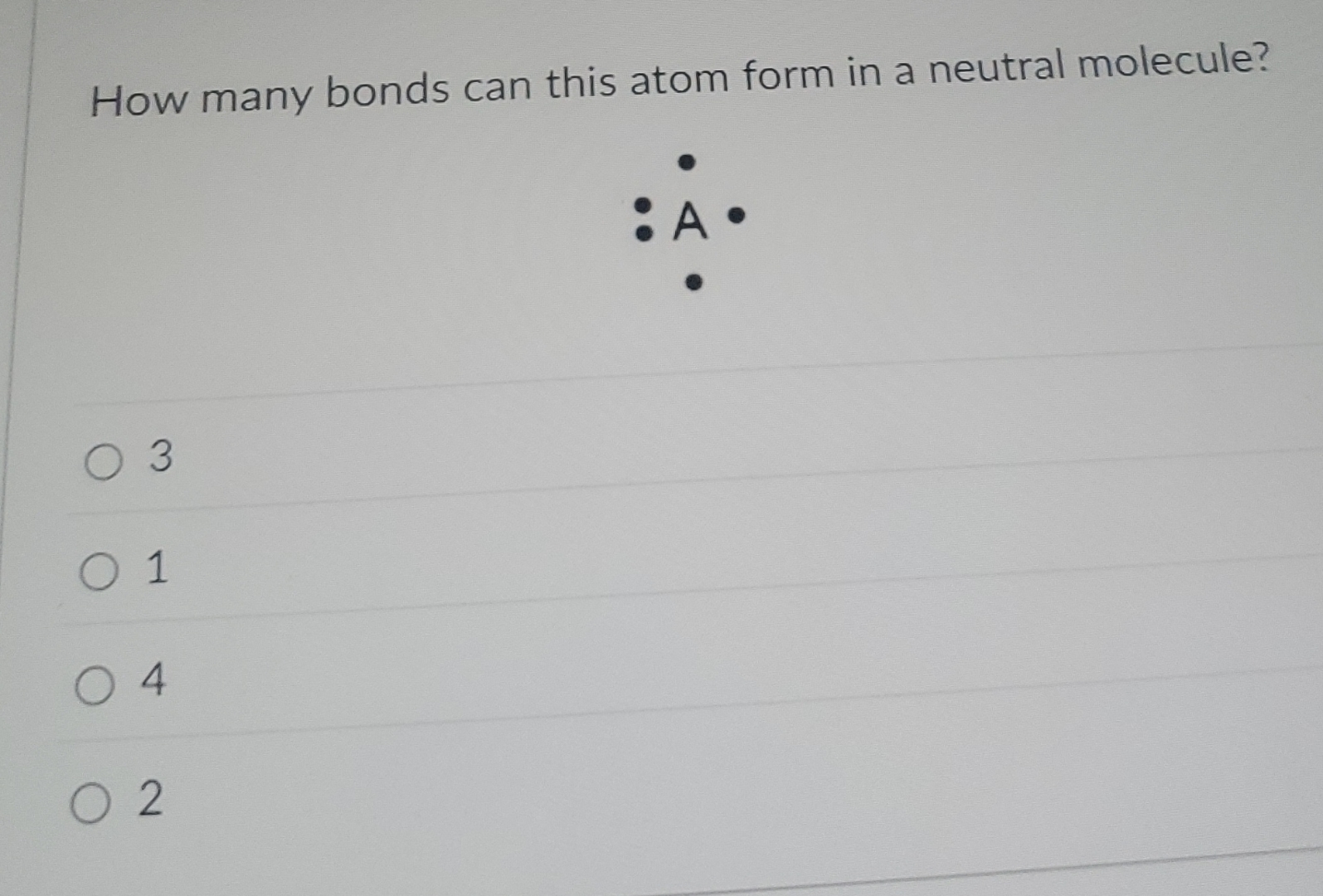 Solved How many bonds can this atom form in a neutral | Chegg.com