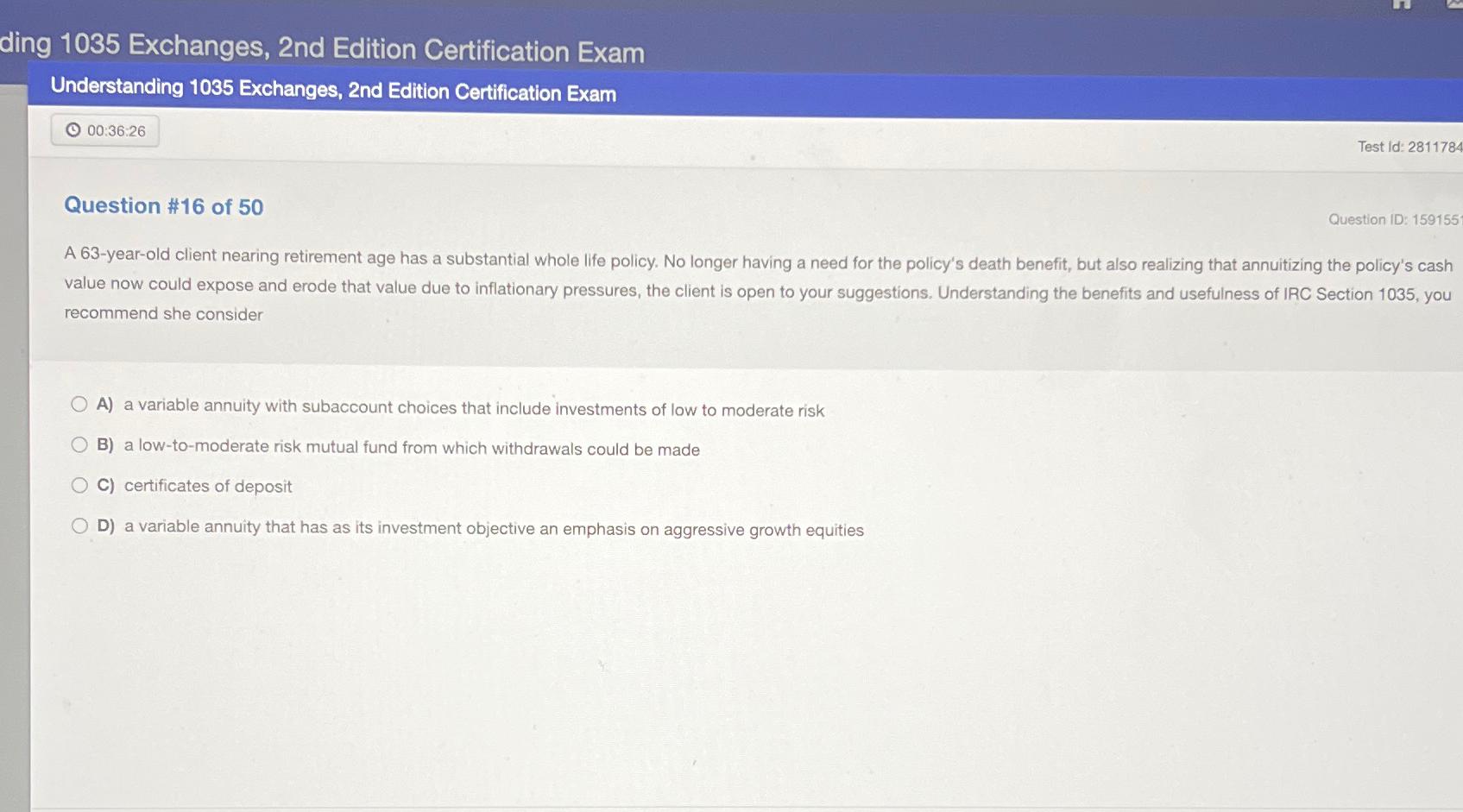 Solved ding 1035 ﻿Exchanges, 2nd Edition Certification | Chegg.com