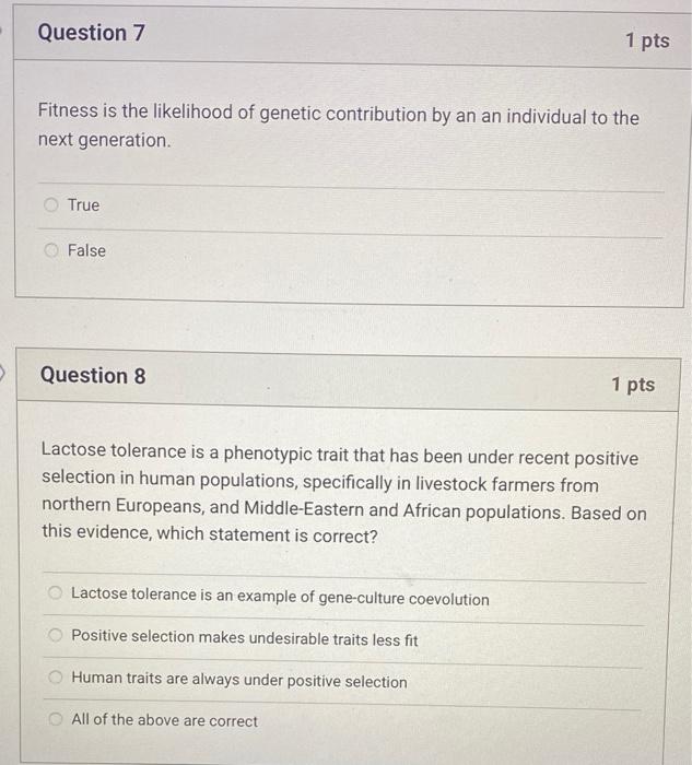 Solved Question 5 1 pts Natural Selection is an evolutionary | Chegg.com