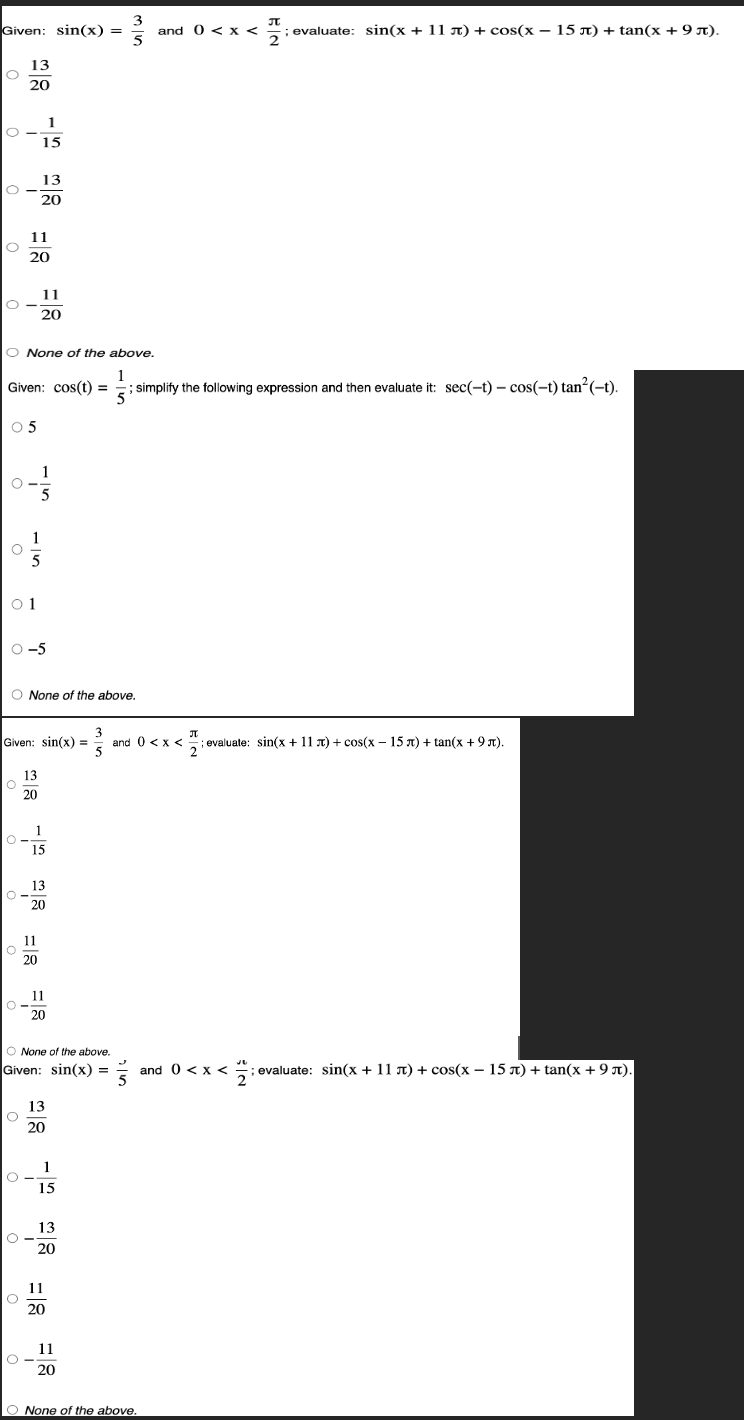 Solved Given: sin(x)=35 ﻿and | Chegg.com