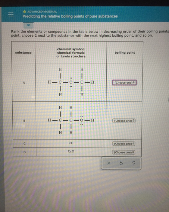Solved - ADVANCED MATERIAL Predicting the relative boiling | Chegg.com
