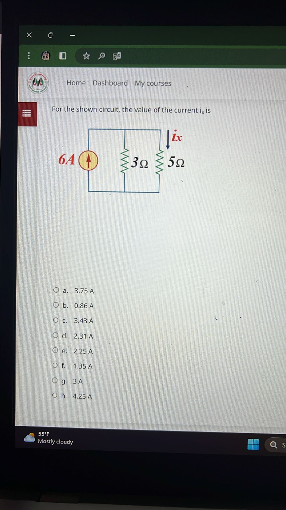 Solved For the shown circuit, the value of the current ix | Chegg.com
