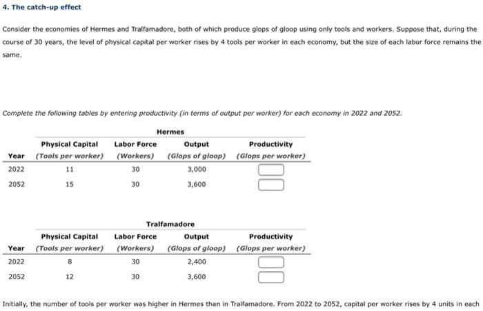 Solved 4. The catch-up effect Consider the economies of | Chegg.com