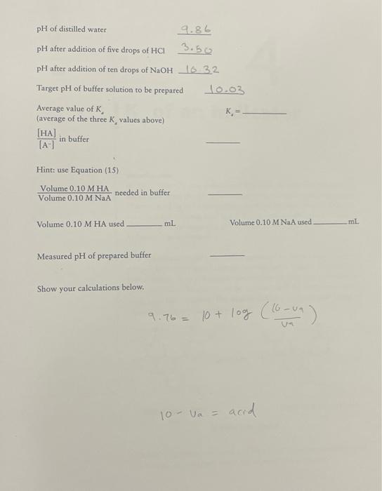 Solved PART C. Properties of Buffers Buffer system selected | Chegg.com