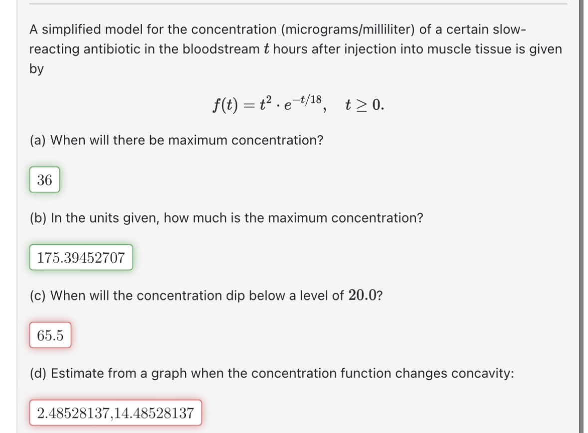 Solved A simplified model for the concentration | Chegg.com
