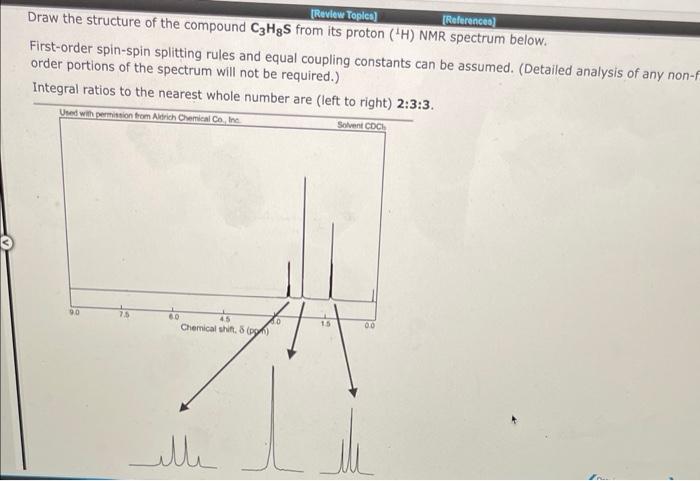 Solved Draw the structure of the compound C3H8 S from its | Chegg.com