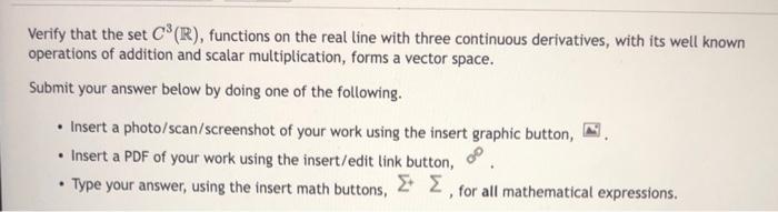 Solved Verify that the set C3(R), functions on the real line | Chegg.com