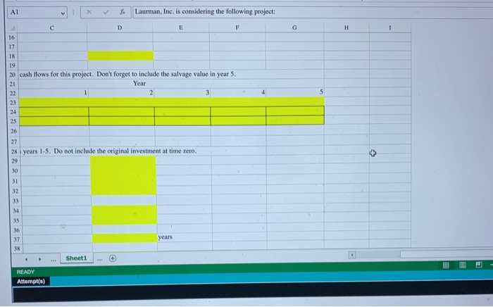 Solved i need the correct formulas within the yellow | Chegg.com