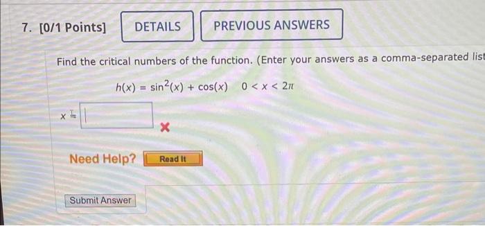 Solved Find the critical numbers of the function. (Enter | Chegg.com