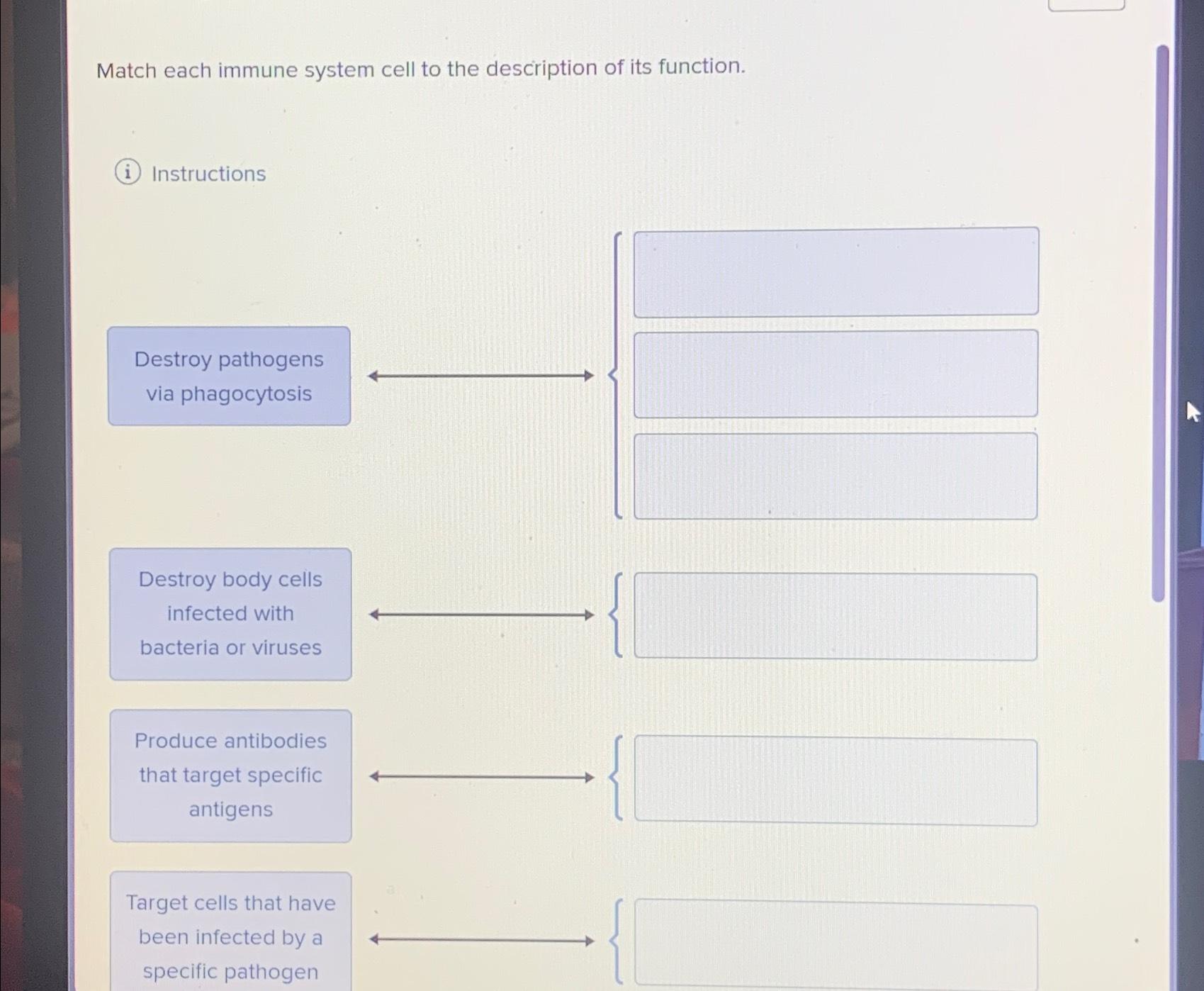 Solved Match each immune system cell to the description of | Chegg.com