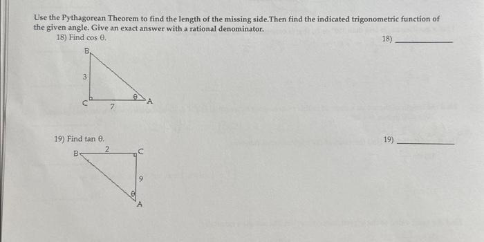Solved Use the Pythagorean Theorem to find the length of the | Chegg.com