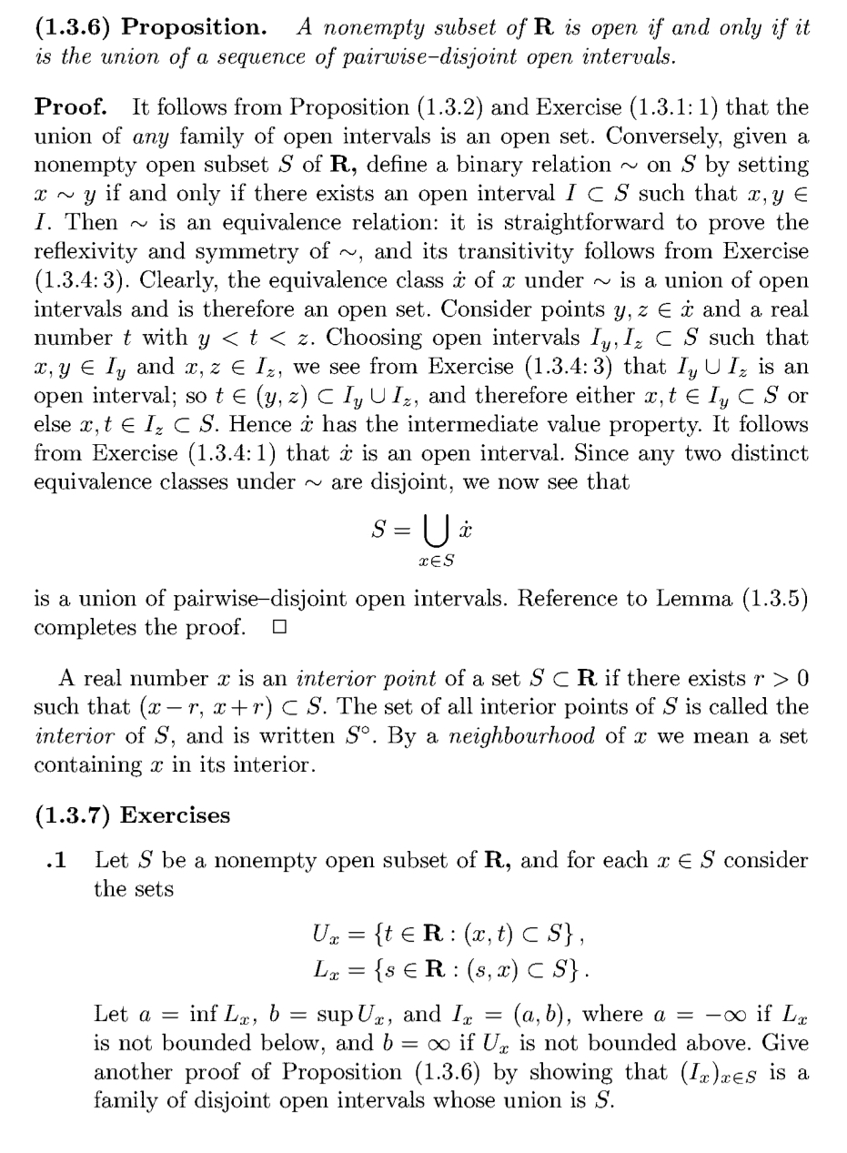 Solved (1.3.6) ﻿Proposition. A nonempty subset of R ﻿is open | Chegg.com