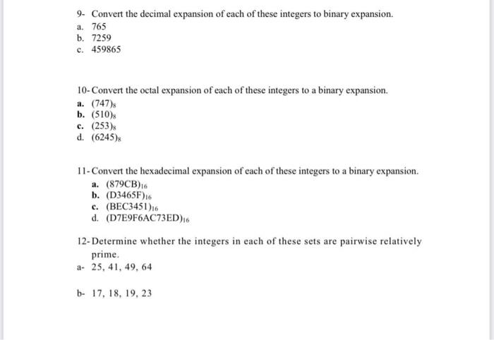 Solved 9. Convert the decimal expansion of each of these | Chegg.com