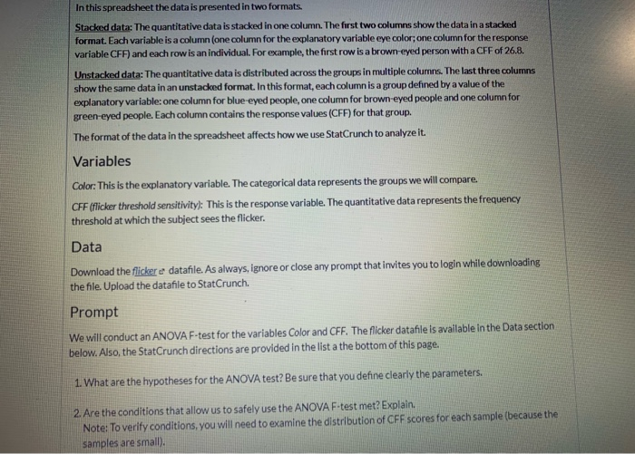 Context Critical flicker frequency (CFF) and eye | Chegg.com