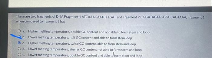Solved These are two fragments of DNA Fragment 1 | Chegg.com