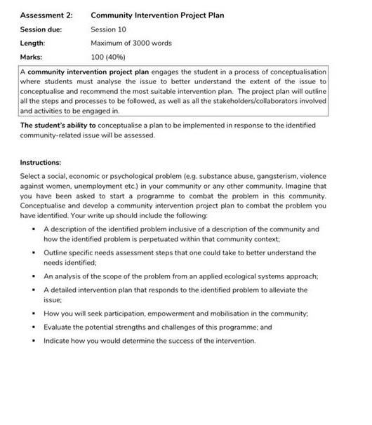 Solved A community intervention project plan engages the | Chegg.com